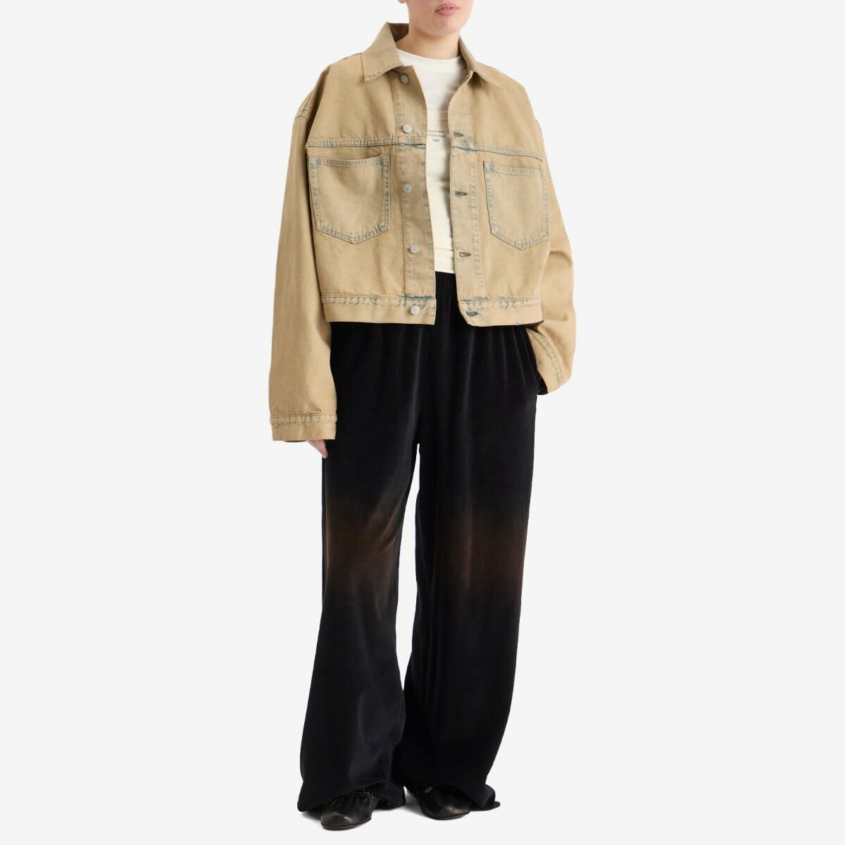 Acne Studios Women's Marko Sand Denim Jacket in Light Sand Acne Studios