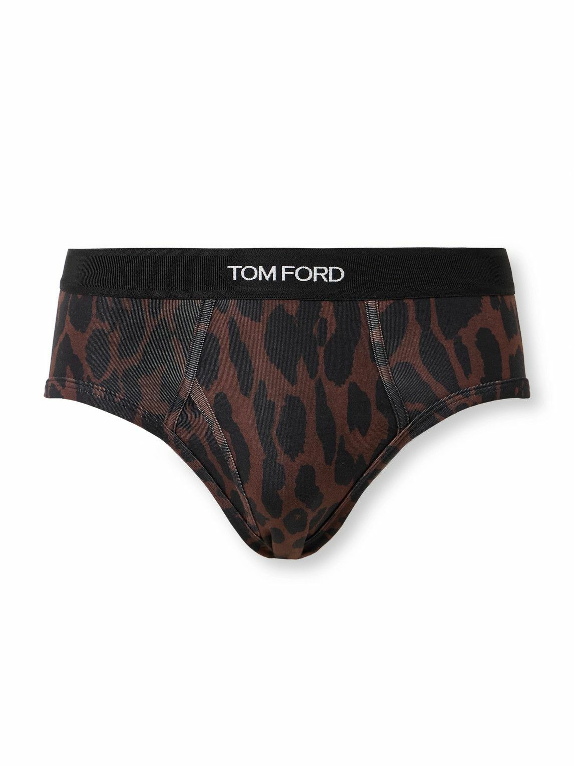 TOM FORD - Cheetah-Print Stretch-Cotton Briefs - Brown TOM FORD