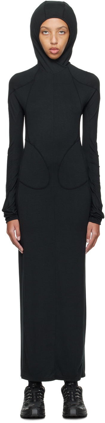 POST ARCHIVE FACTION (PAF) Black Hooded Maxi Dress Post Archive Faction