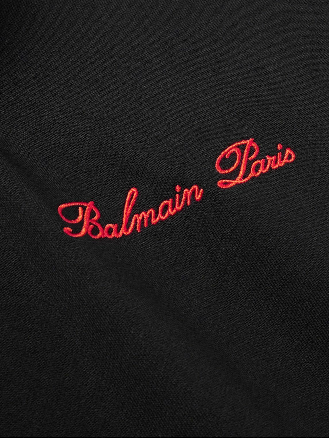 Balmain - Logo-Embroidered Cotton-Jersey Hoodie - Black Balmain
