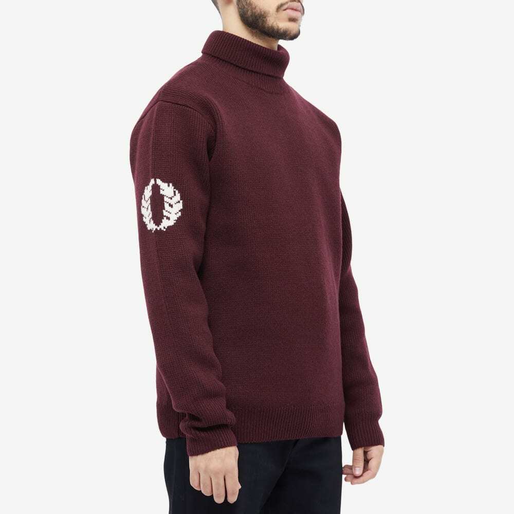 Fred Perry Authentic Men's Laurel Wreath Roll Neck Knit in Oxblood Fred ...