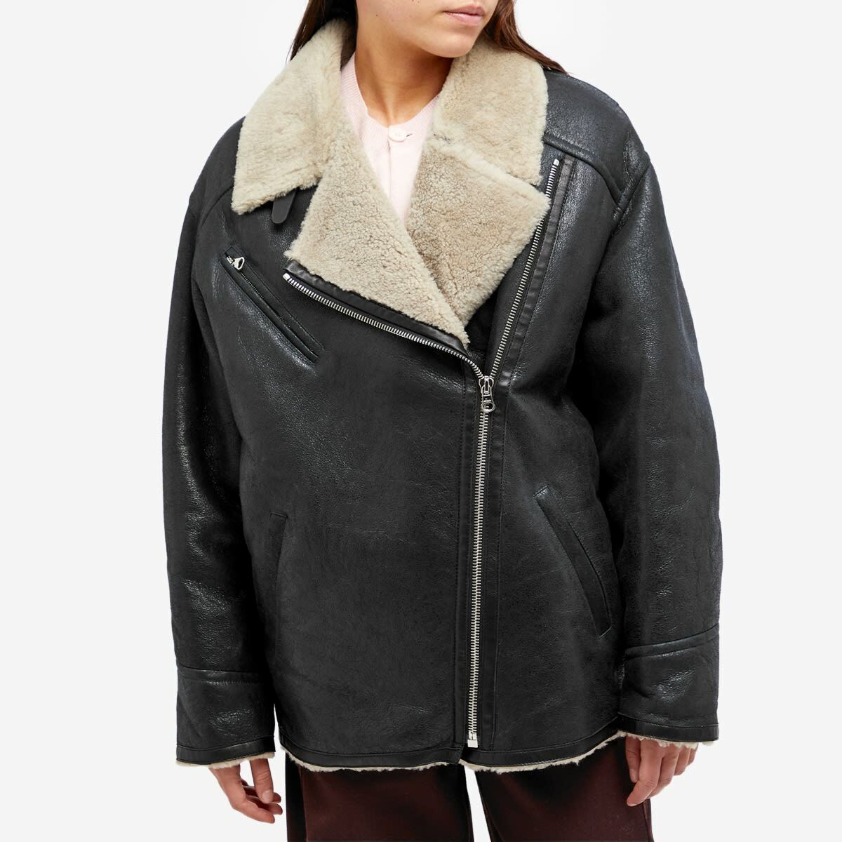 Isabel Marant Women's Adelina Shearling Jacket in Faded Black Isabel Marant