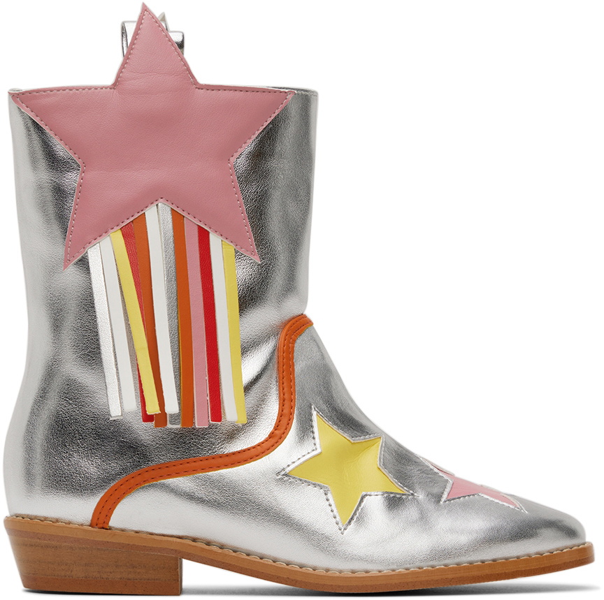 Stella McCartney Kids Silver Cosmic Star Cowboy Boots Stella McCartney