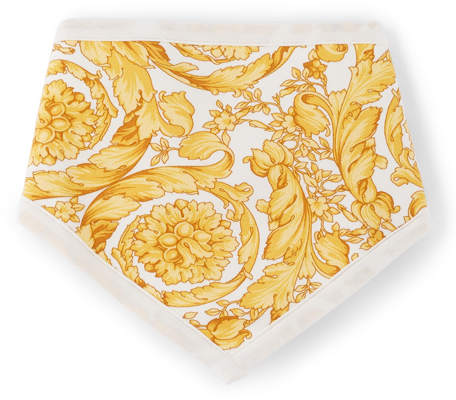Versace Baby Two-Pack White & Yellow Medusa Barocco Bibs Versace