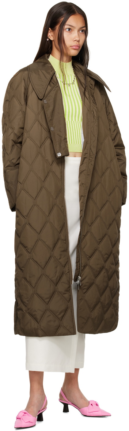 GANNI Brown Quilted Coat GANNI