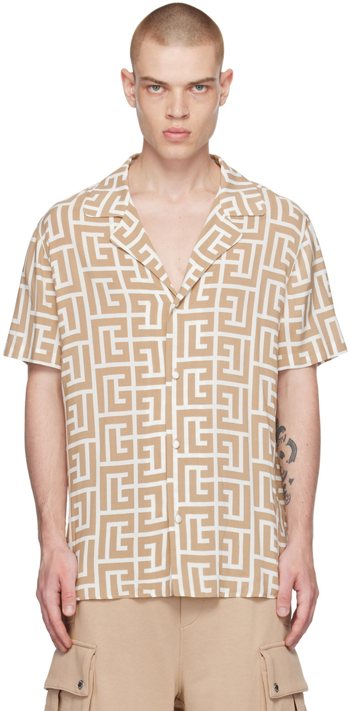 Balmain Brown Monogram Shirt Balmain