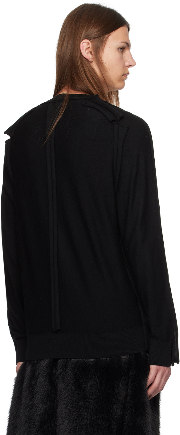 Simone Rocha Black Beaded Inverted Seam Cardigan Simone Rocha
