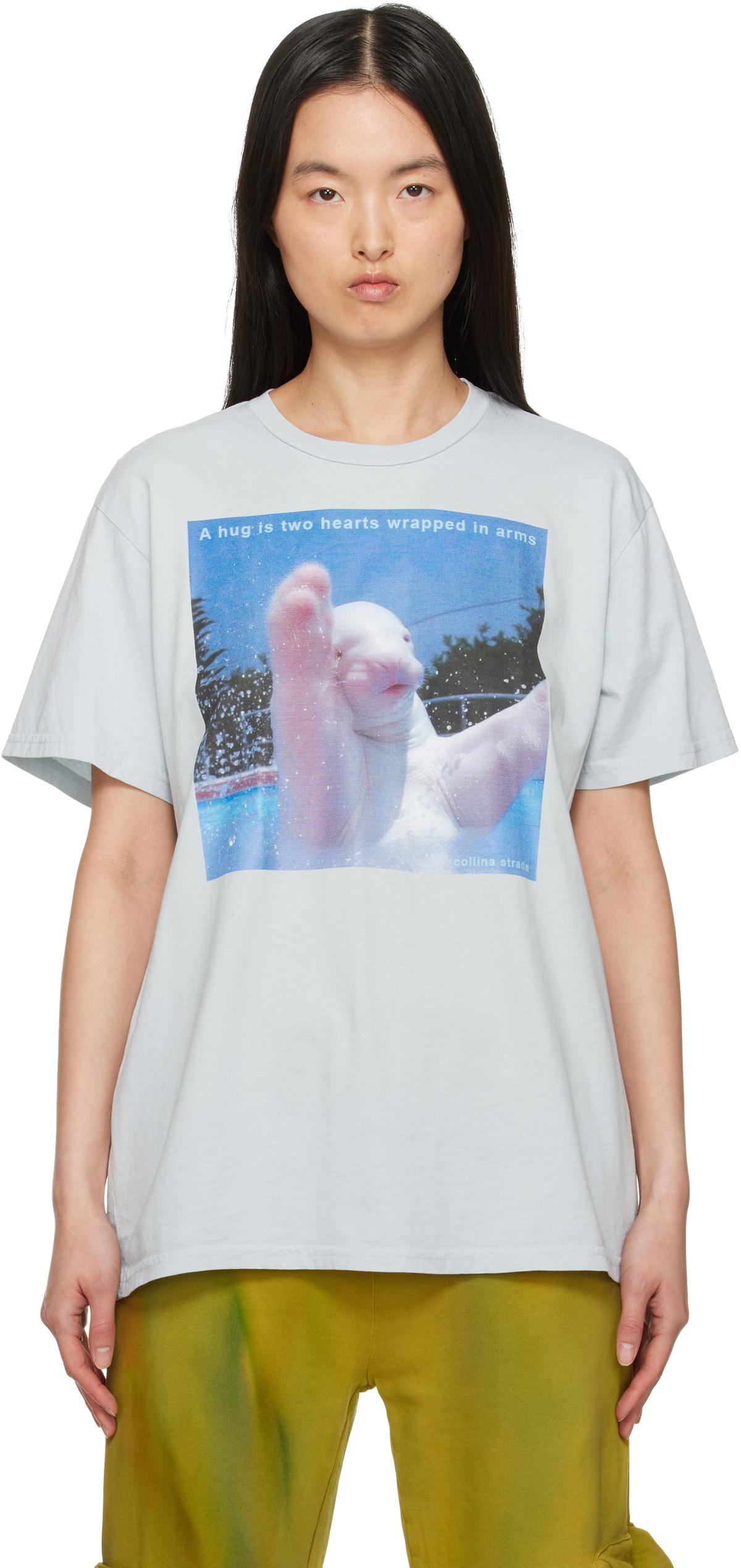 Collina Strada Blue 'A Hug' Graphic T-shirt Collina Strada