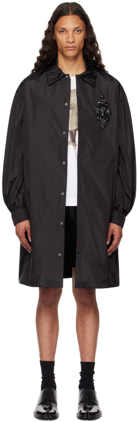 Simone Rocha Black Embellished Puff Sleeve Coat Simone Rocha