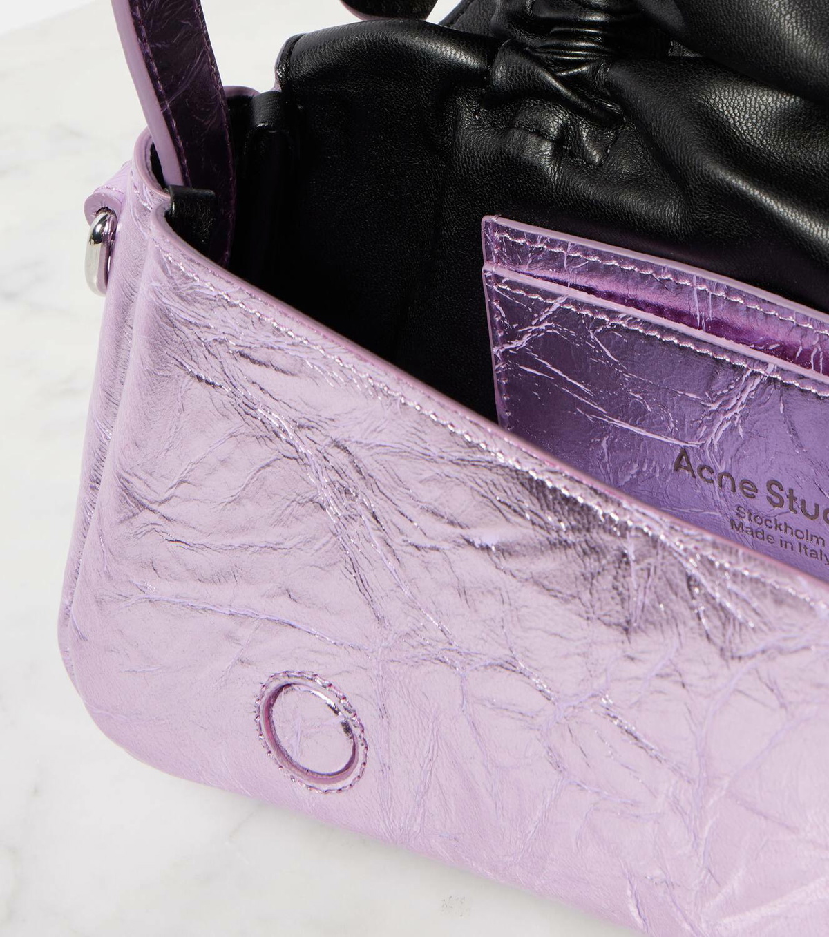 Acne Studios Bow-detail metallic leather shoulder bag Acne Studios