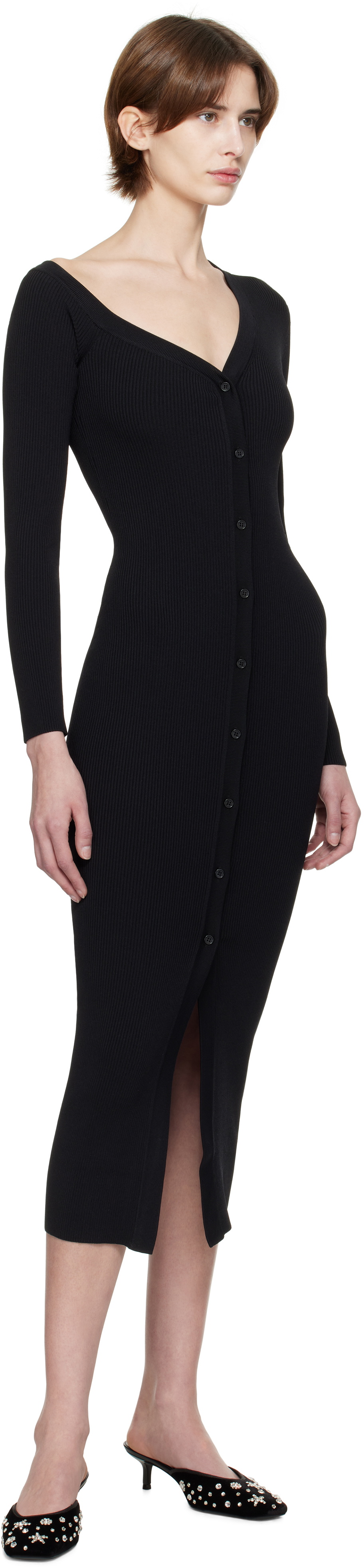 Staud Black Craftsman Sweater Midi Dress Staud