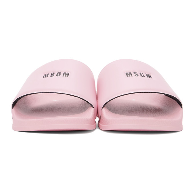 MSGM Pink Micro-Logo Pool Slides MSGM