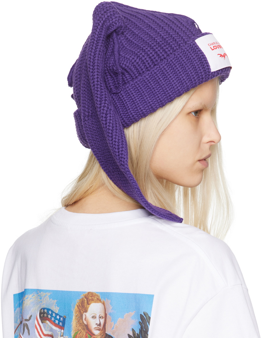Charles Jeffrey LOVERBOY Purple Chunky Rabbit Beanie Charles Jeffrey ...