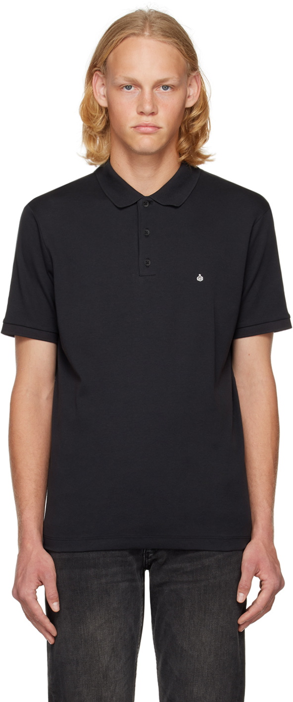 rag & bone Black Interlock Polo Rag and Bone