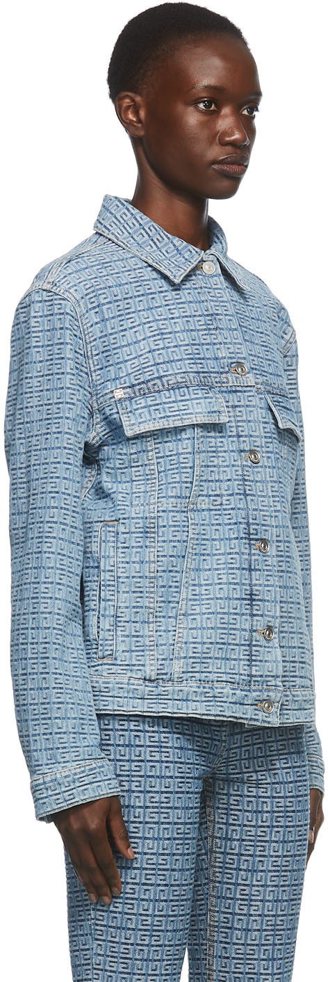 Givenchy Blue Jacquard Logo Denim Jacket Givenchy