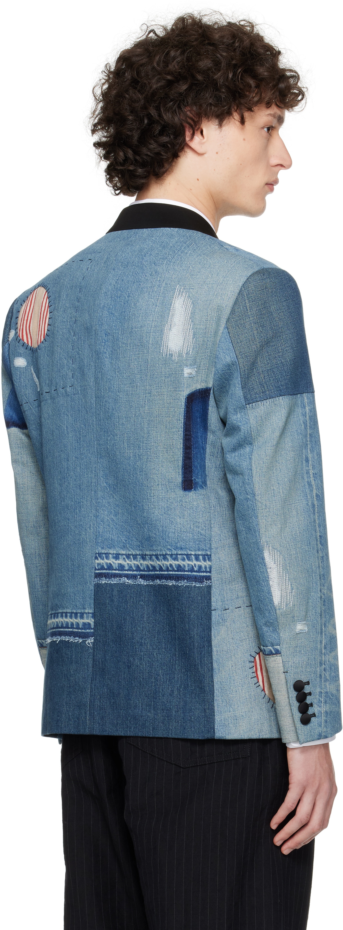Junya Watanabe Blue Patchwork Denim Blazer Junya Watanabe