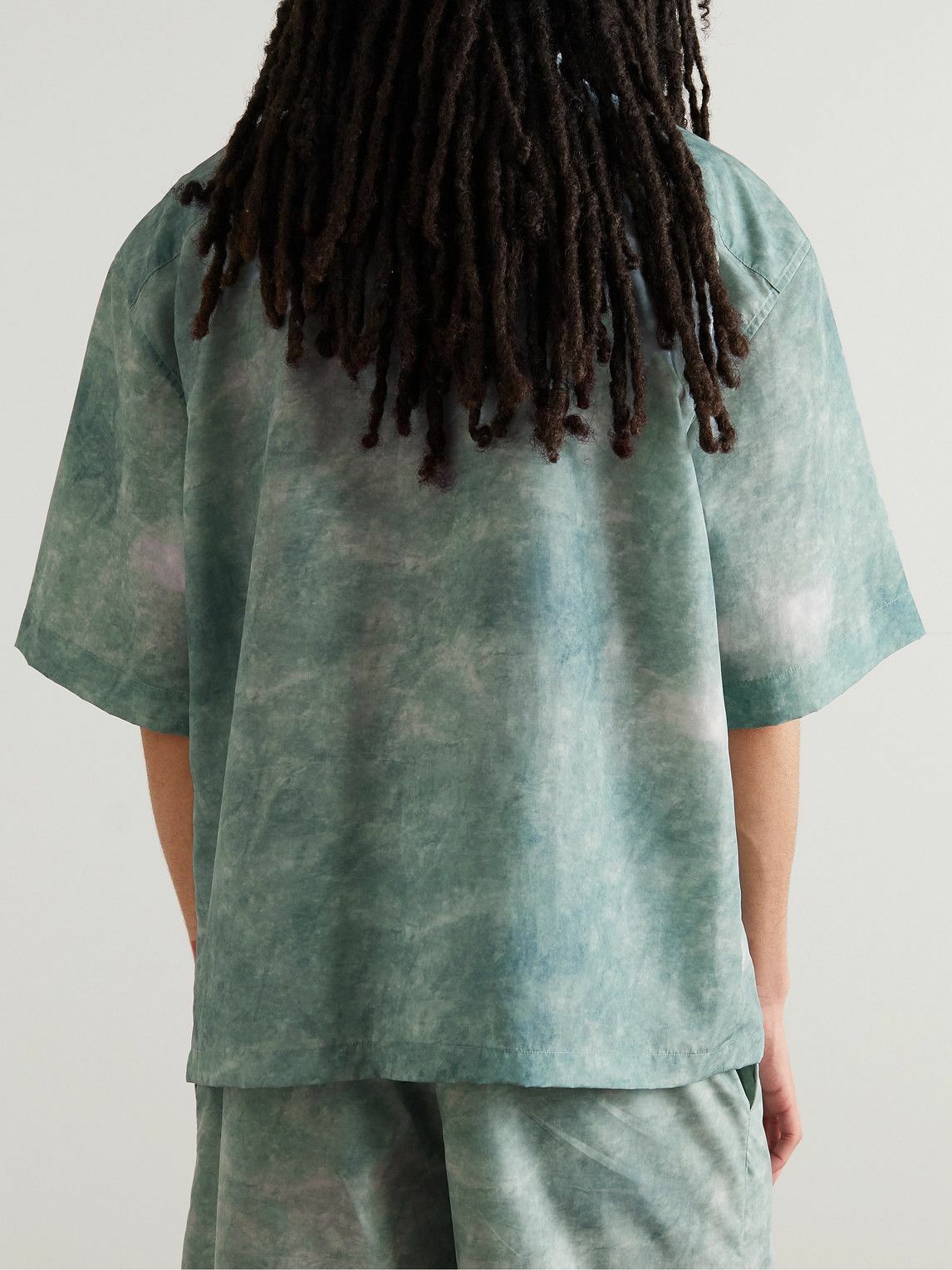 LE 17 SEPTEMBRE - Convertible-Collar Tie-Dyed Nylon Shirt - Blue