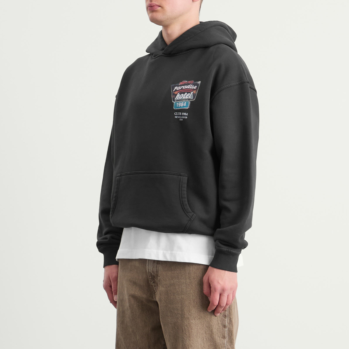 Club 1984 Men's Paradise Hotel Hoodie in Washed Black Club 1984