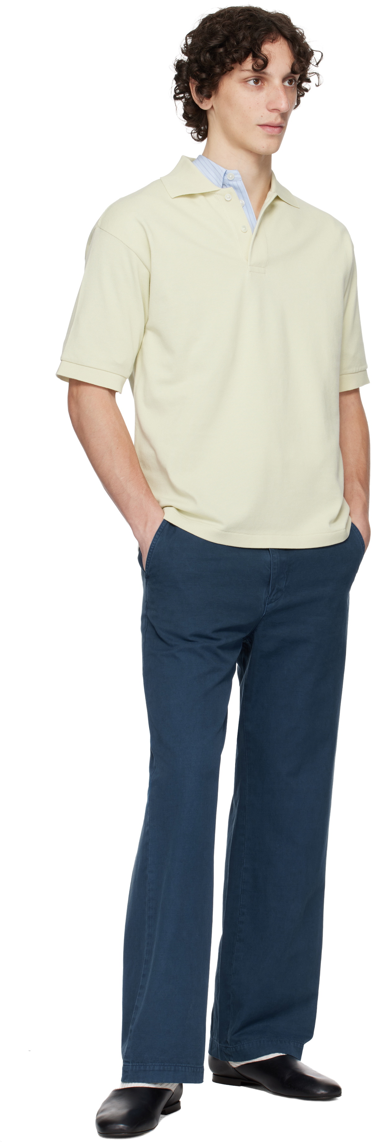 AURALEE Green Pima Cotton Heavy Pique Polo Auralee