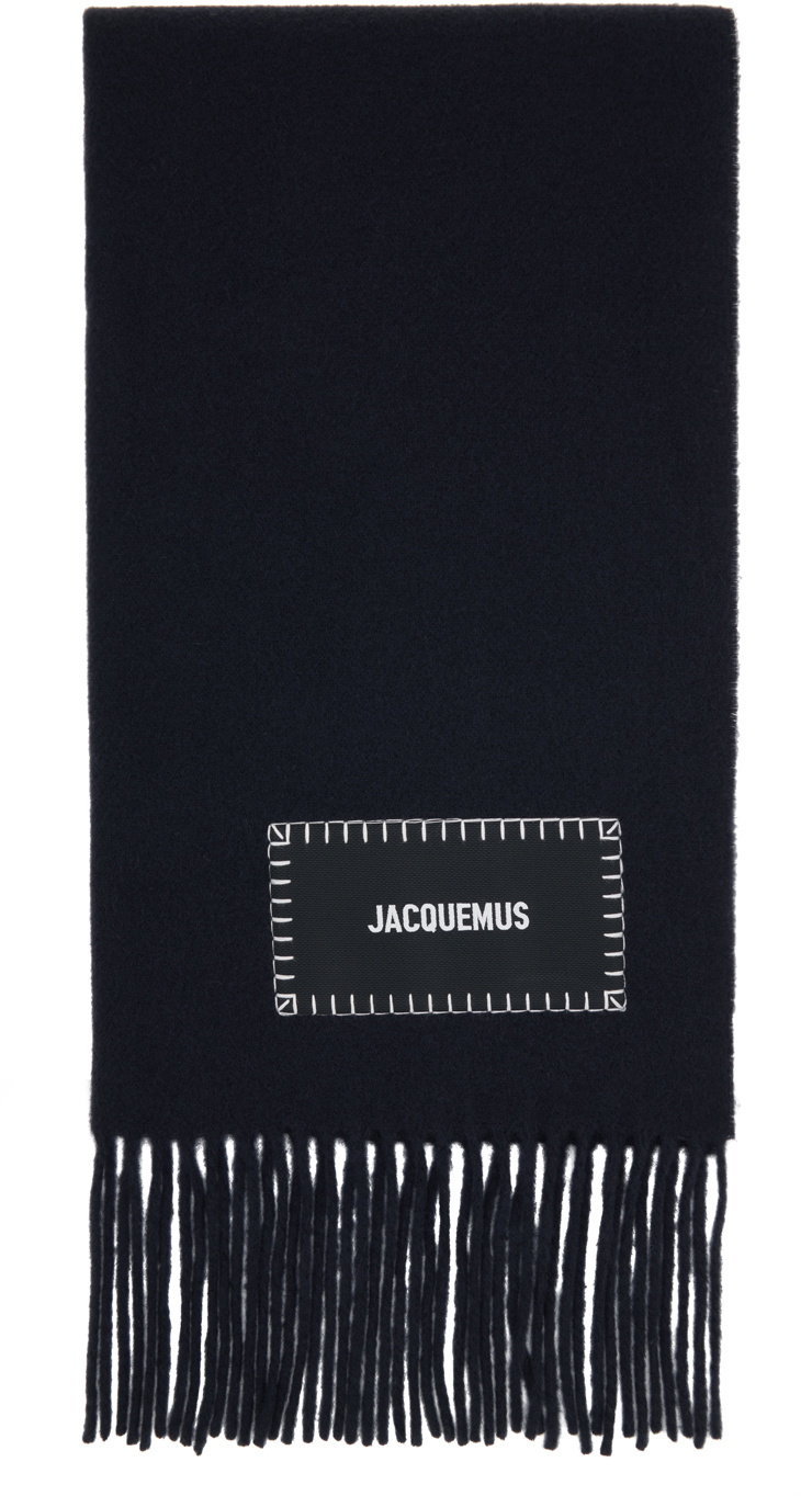 Jacquemus Navy Fringed Scarf Jacquemus