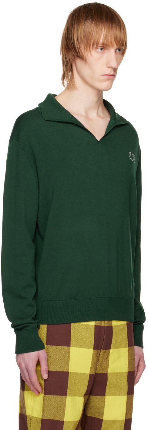 Acne Studios Green Embroidered Polo Acne Studios