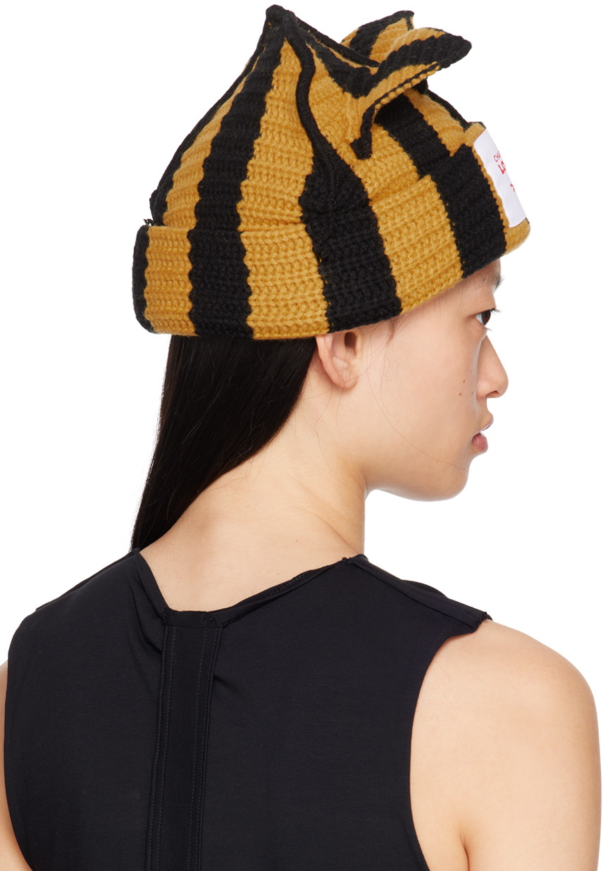 Charles Jeffrey LOVERBOY Black & Yellow Chunky Ears Beanie Charles ...
