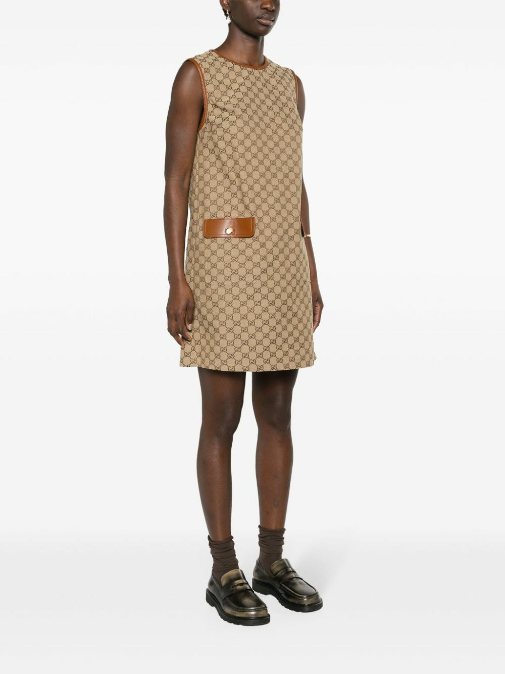 Gucci Neutral GG Canvas Mini Dress Gucci