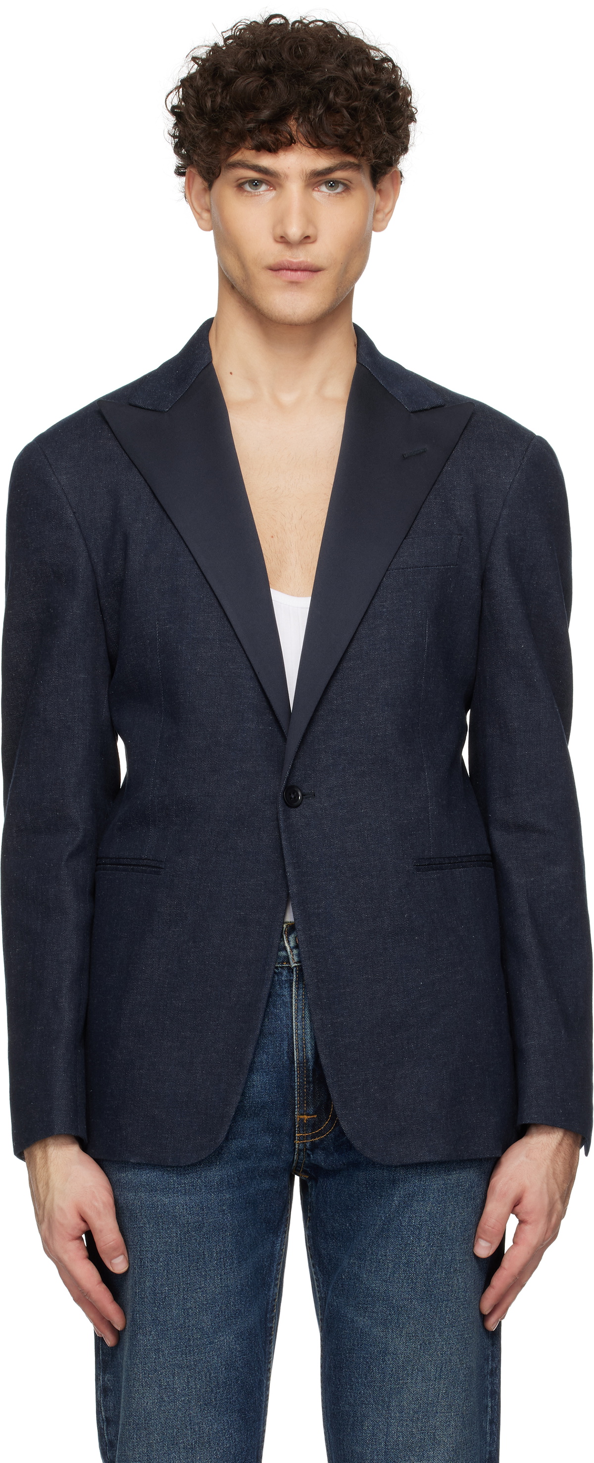 RRL Navy Tuxedo Denim Blazer RRL