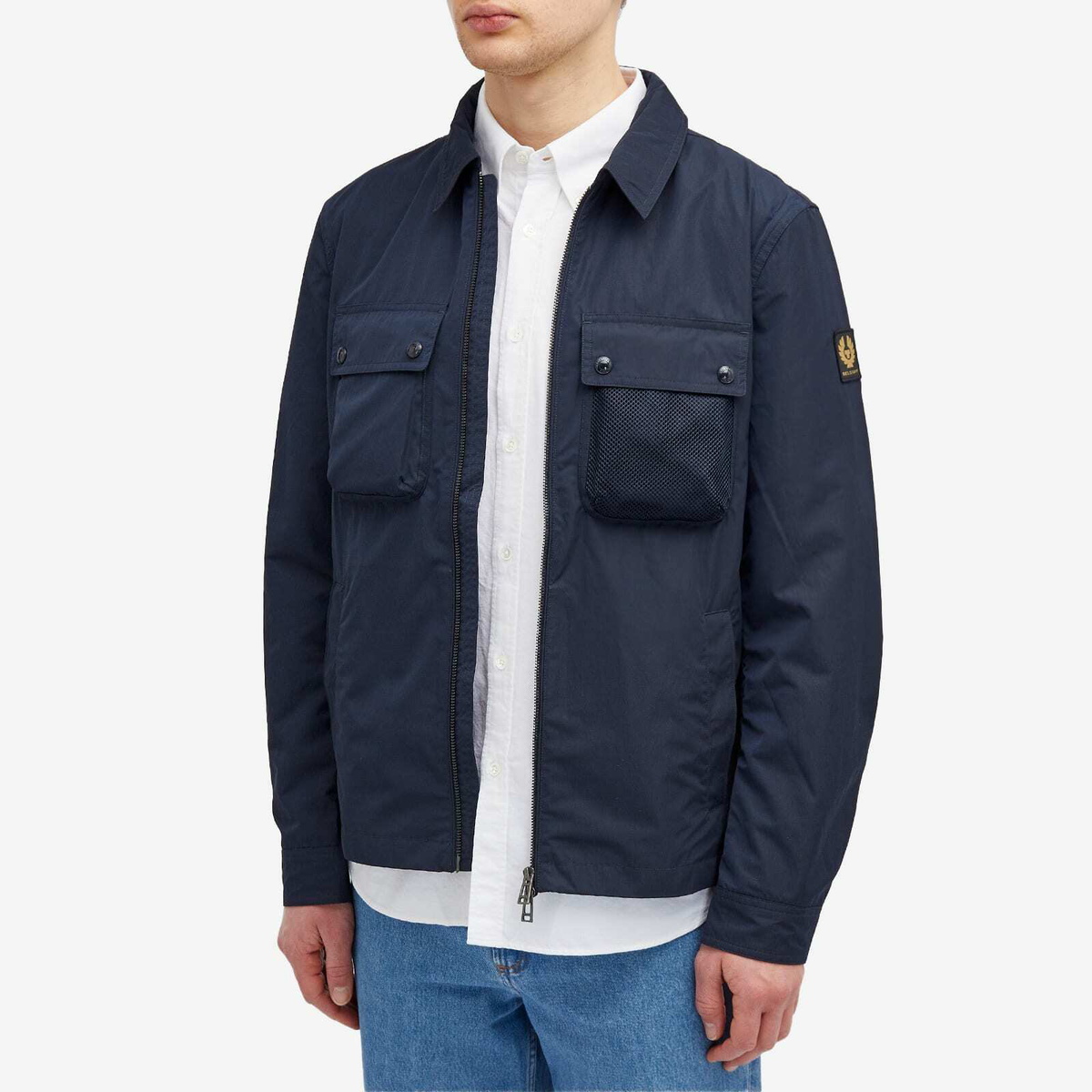 Belstaff Men's Outline Ripple Shell Overshirt in Dark Ink Belstaff