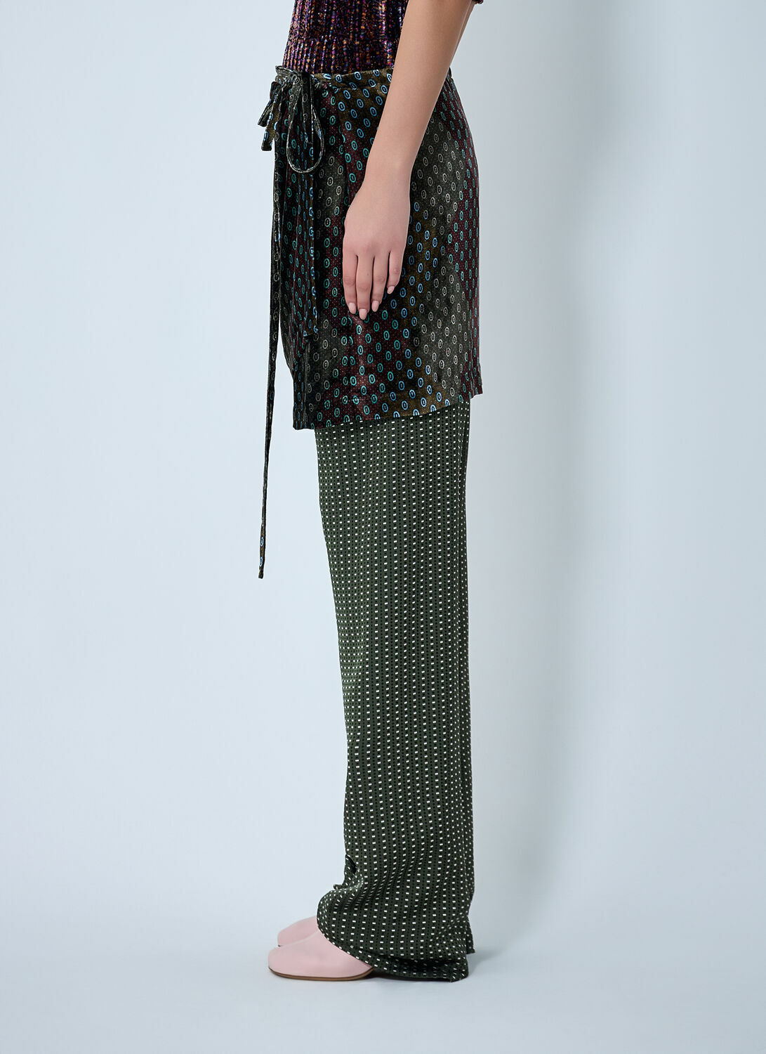 Dries Van Noten Printed Pants With Contrast Overlay Dries Van Noten