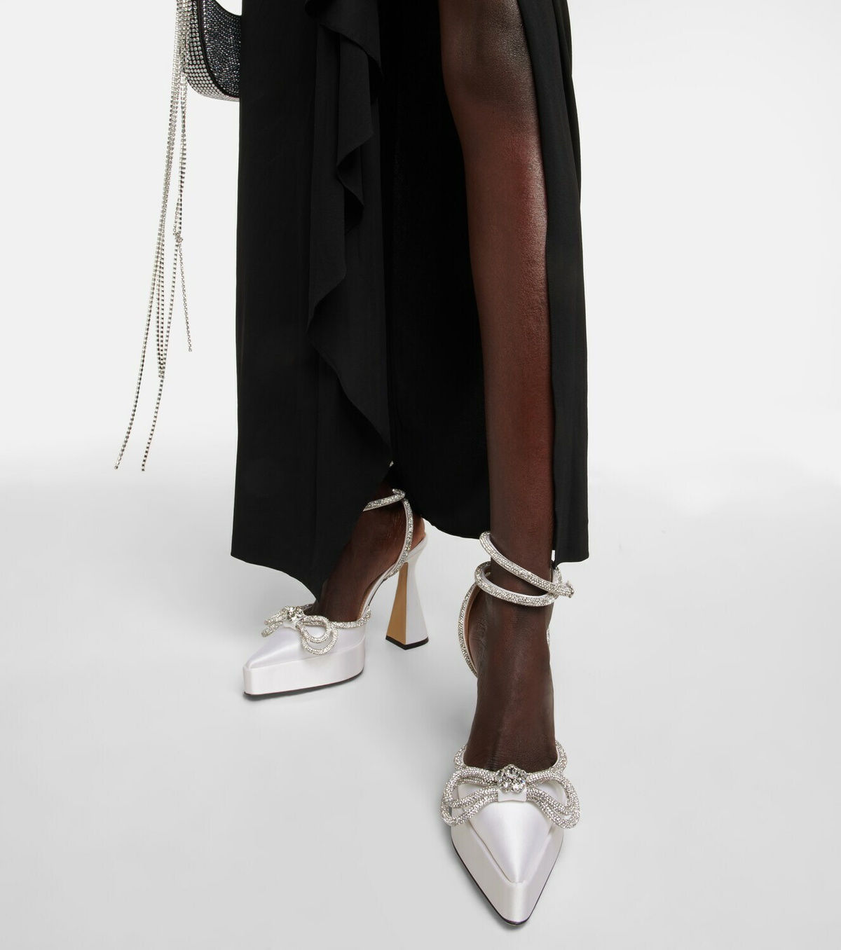 Mach & Mach - Double Bow embellished silk satin platform pumps MACH & MACH