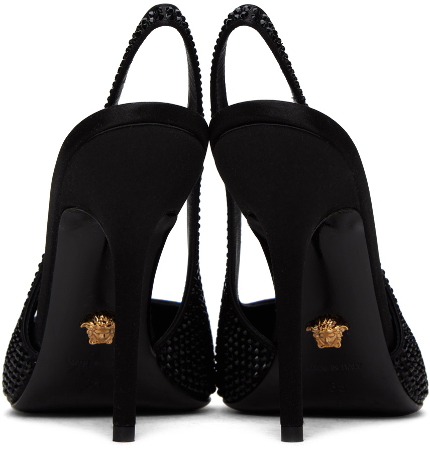 Versace Black Crystal Medusa '95 Slingback Heels Versace