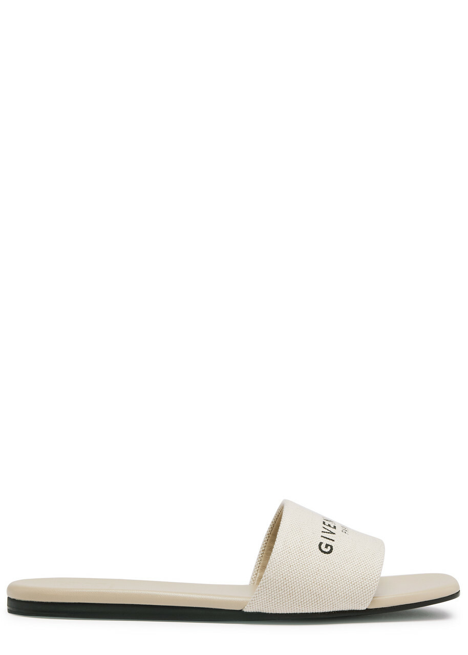 Givenchy Logo-print Canvas Sliders Beige Givenchy