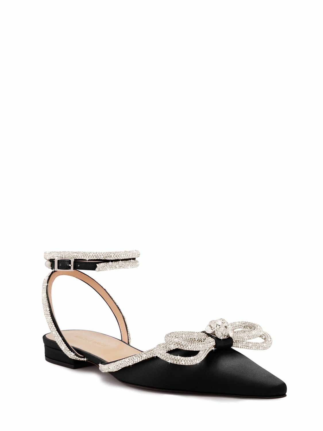 MACH & MACH - 10mm Double Bow Satin Flats MACH & MACH