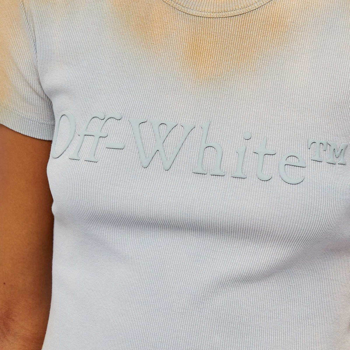 Off-White Women's Laundry Ribbed Basic T-Shirt in Blue Off-White