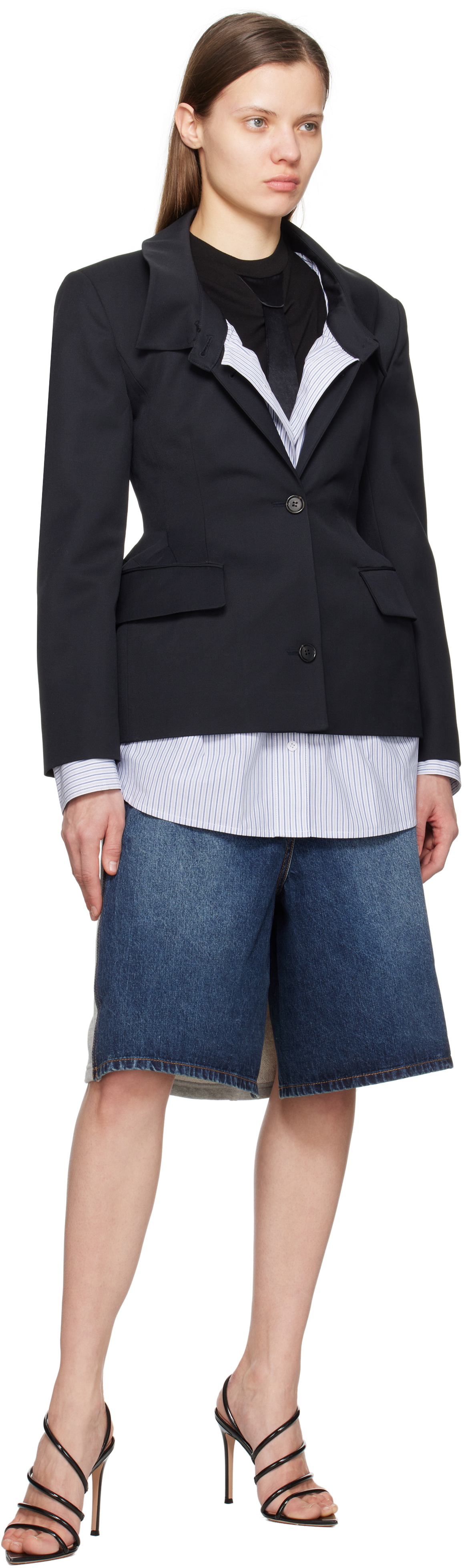 Pushbutton Black Neck Tie T-shirt Pushbutton