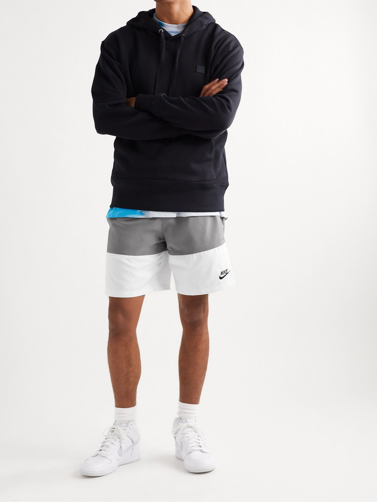 Nike - Sportswear Logo-Appliquéd Colour-Block Shell Shorts - Gray Nike