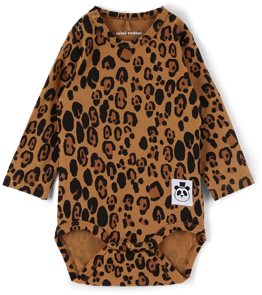 Mini Rodini Baby Tan Basic Leopard Bodysuit Mini Rodini