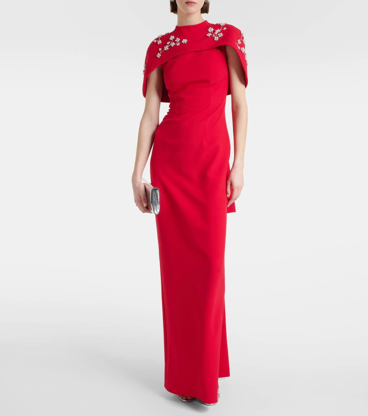 Safiyaa Embroidered caped crêpe gown Safiyaa