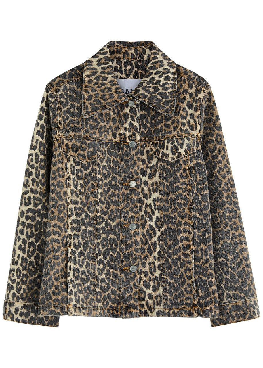 Ganni Leopard-print Stretch-denim Jacket GANNI