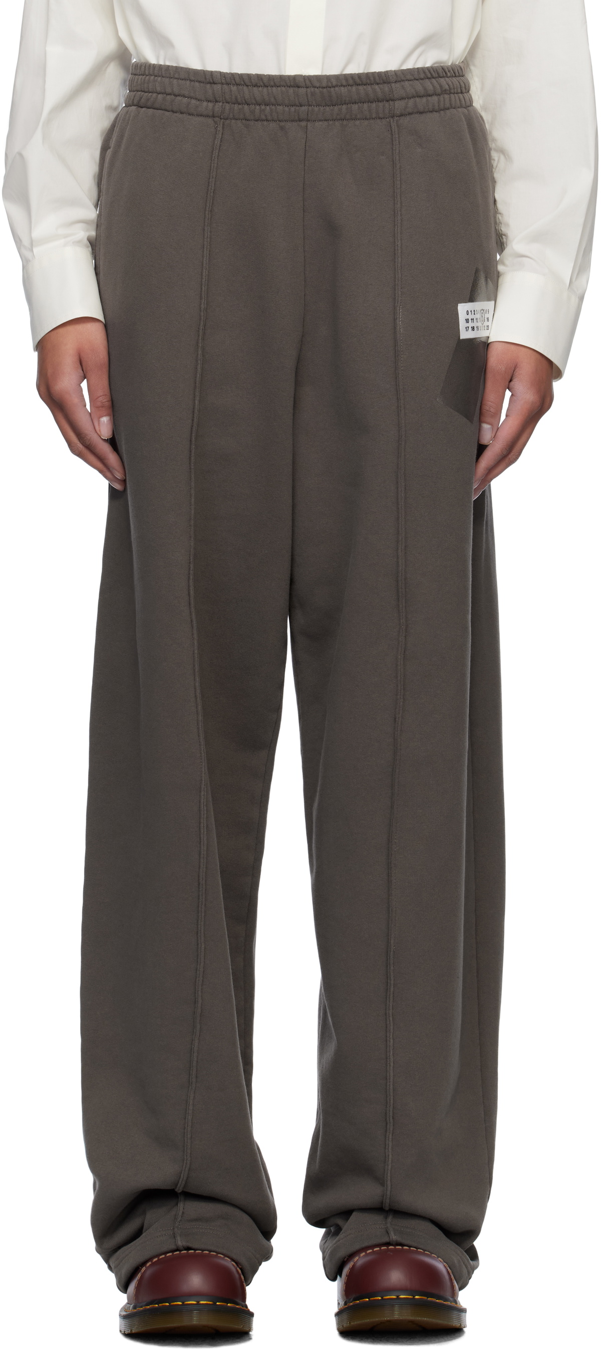 MM6 Maison Margiela Brown Taped Logo Lounge Pants MM6 Maison Margiela