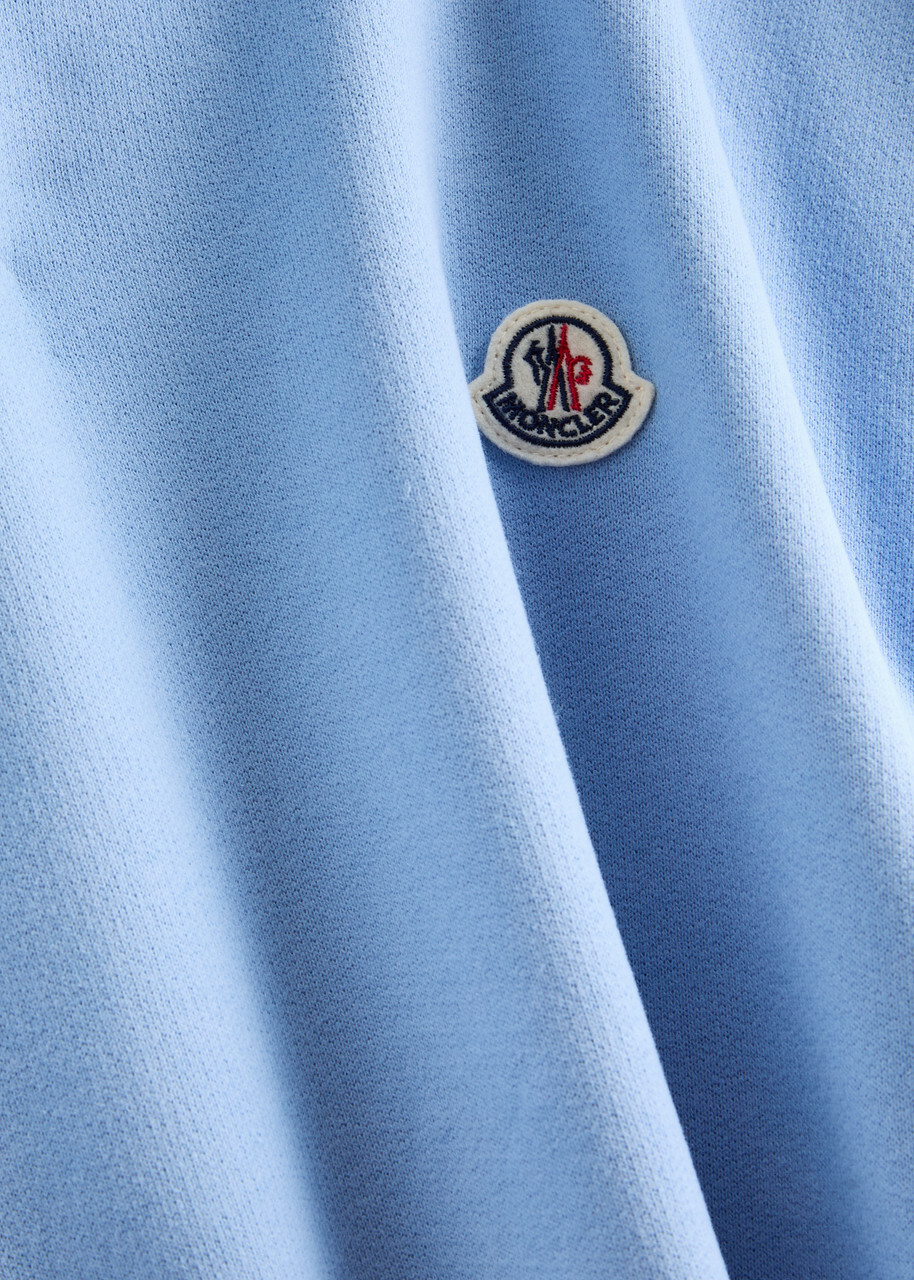 Moncler Logo-appliquéd Hooded Cotton Sweatshirt Light Blue Moncler