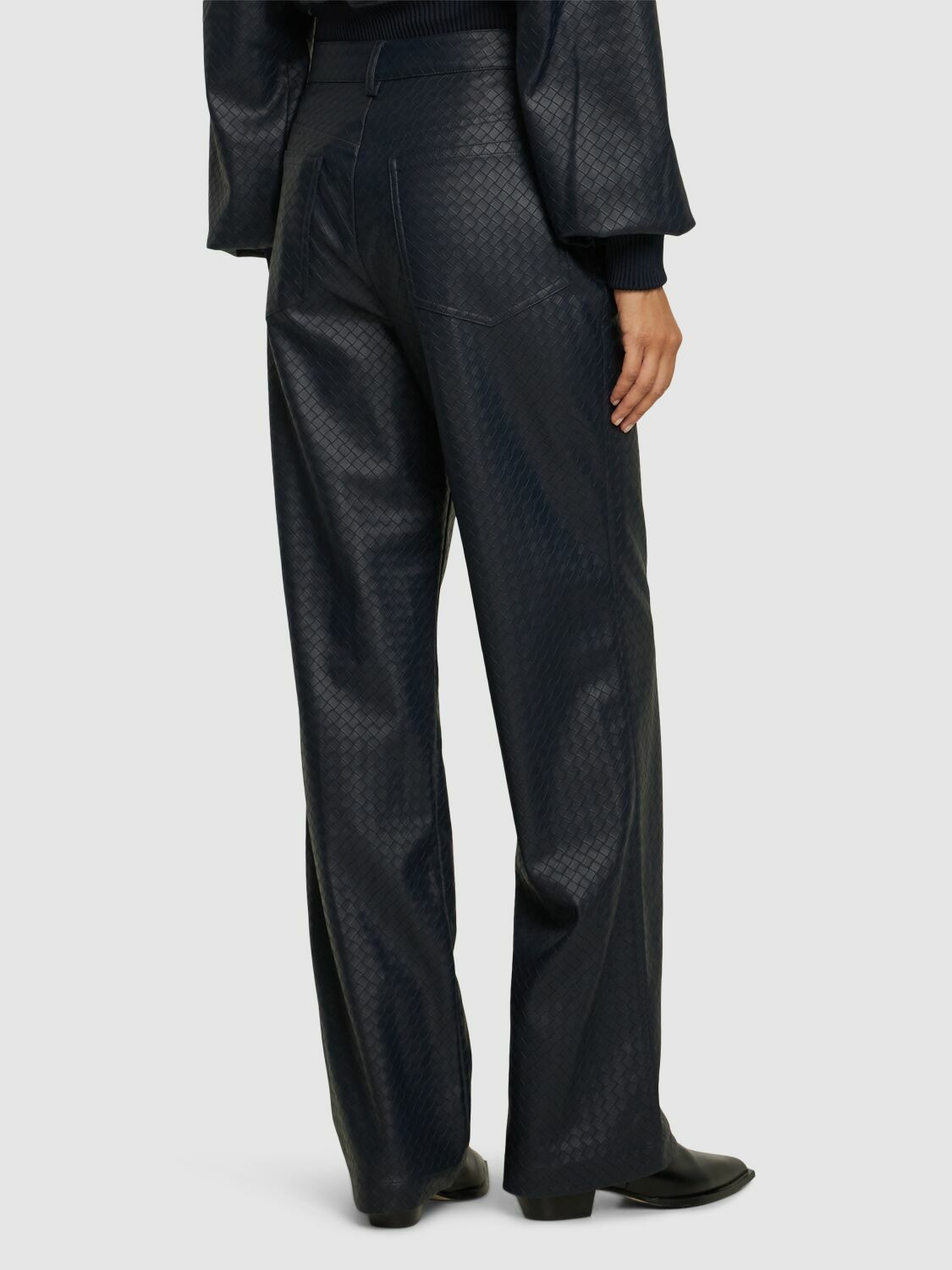 ROTATE Straight Braided Faux Leather Pants ROTATE Birger Christensen