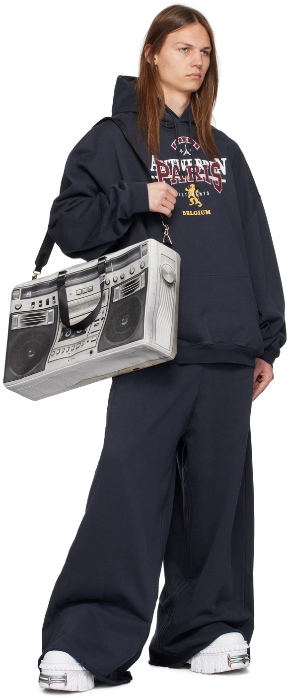 VETEMENTS Navy Embroidered-Logo Sweatpants Vetements