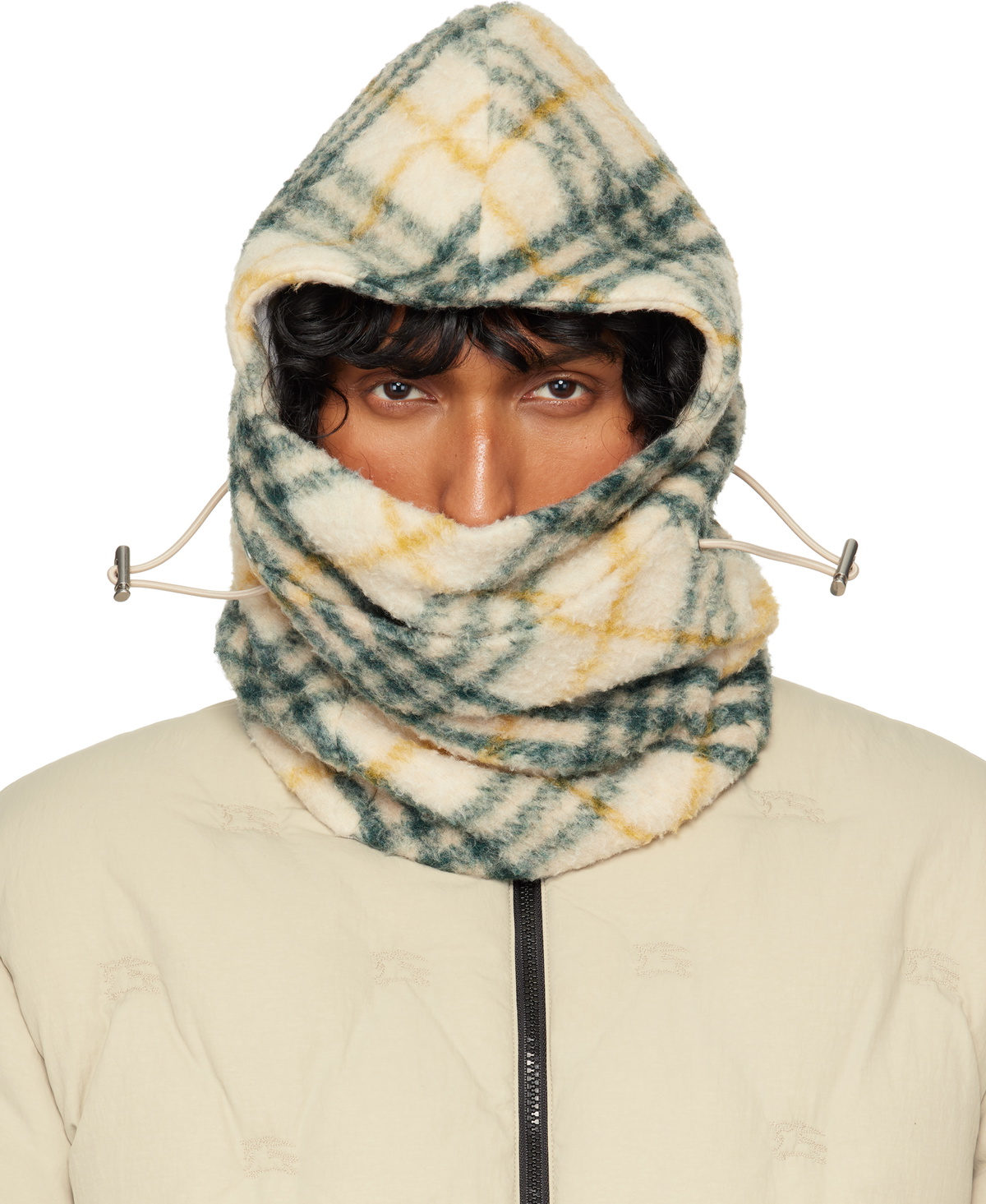 Burberry Beige Check Fleece Balaclava Burberry