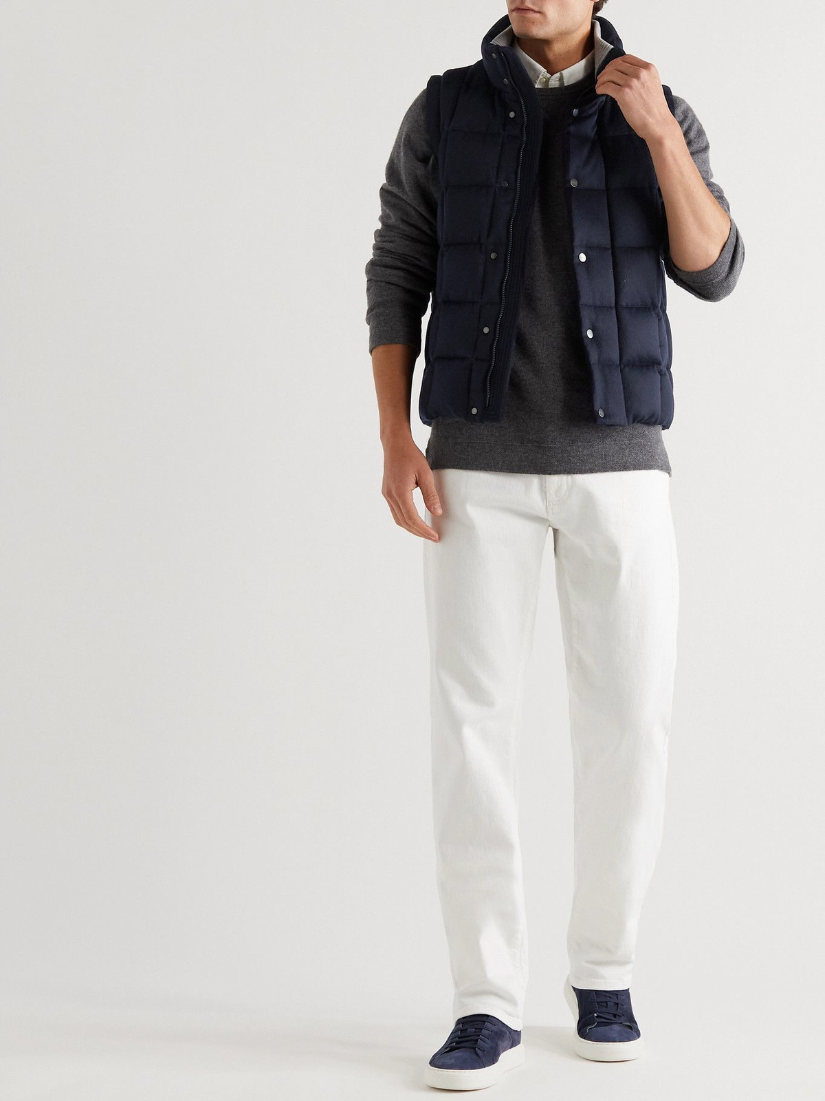 Kiton - Slim-Fit Quilted Cashmere Down Gilet - Blue Kiton