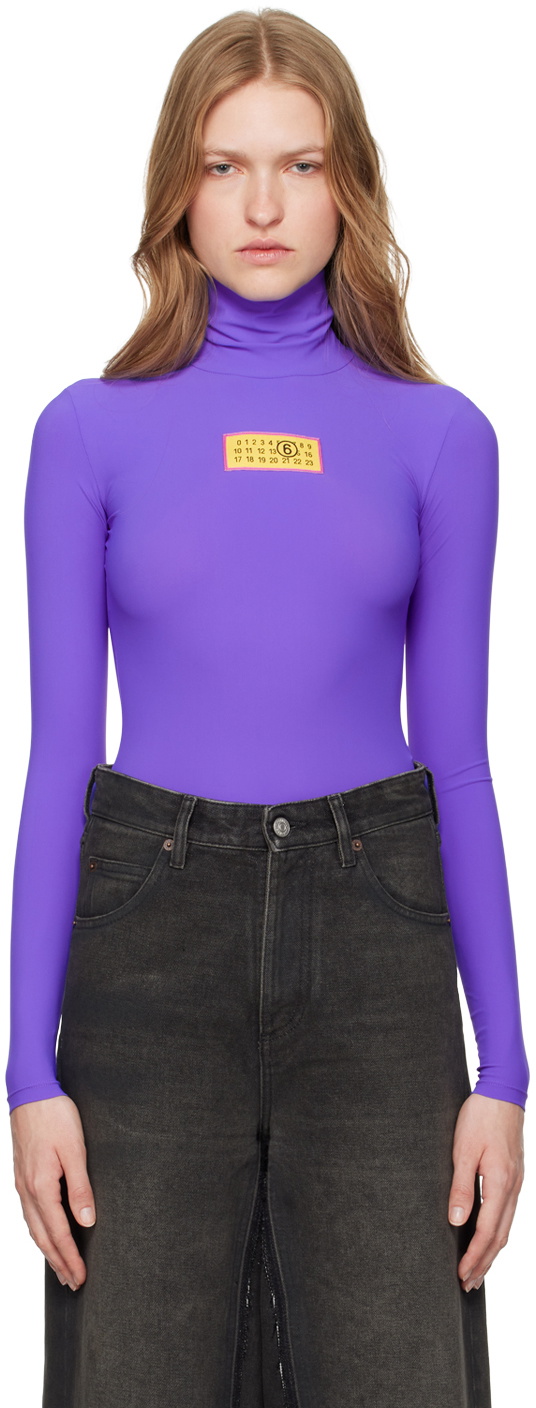 MM6 Maison Margiela Purple Jersey Bodysuit MM6 Maison Margiela