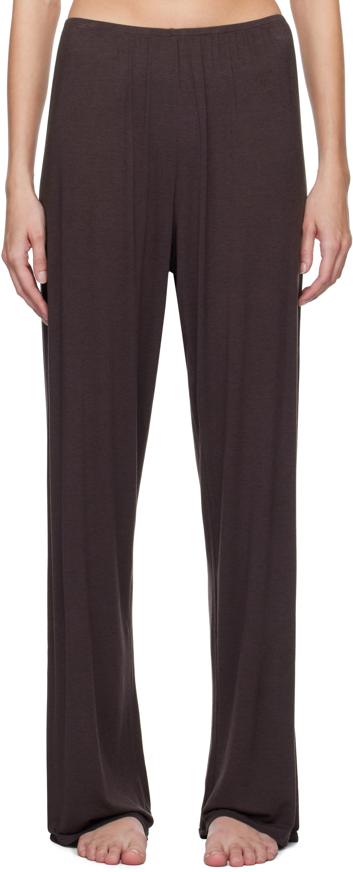 SKIMS SSENSE Exclusive Burgundy Sheer Modal Straight Leg Lounge Pants SKIMS