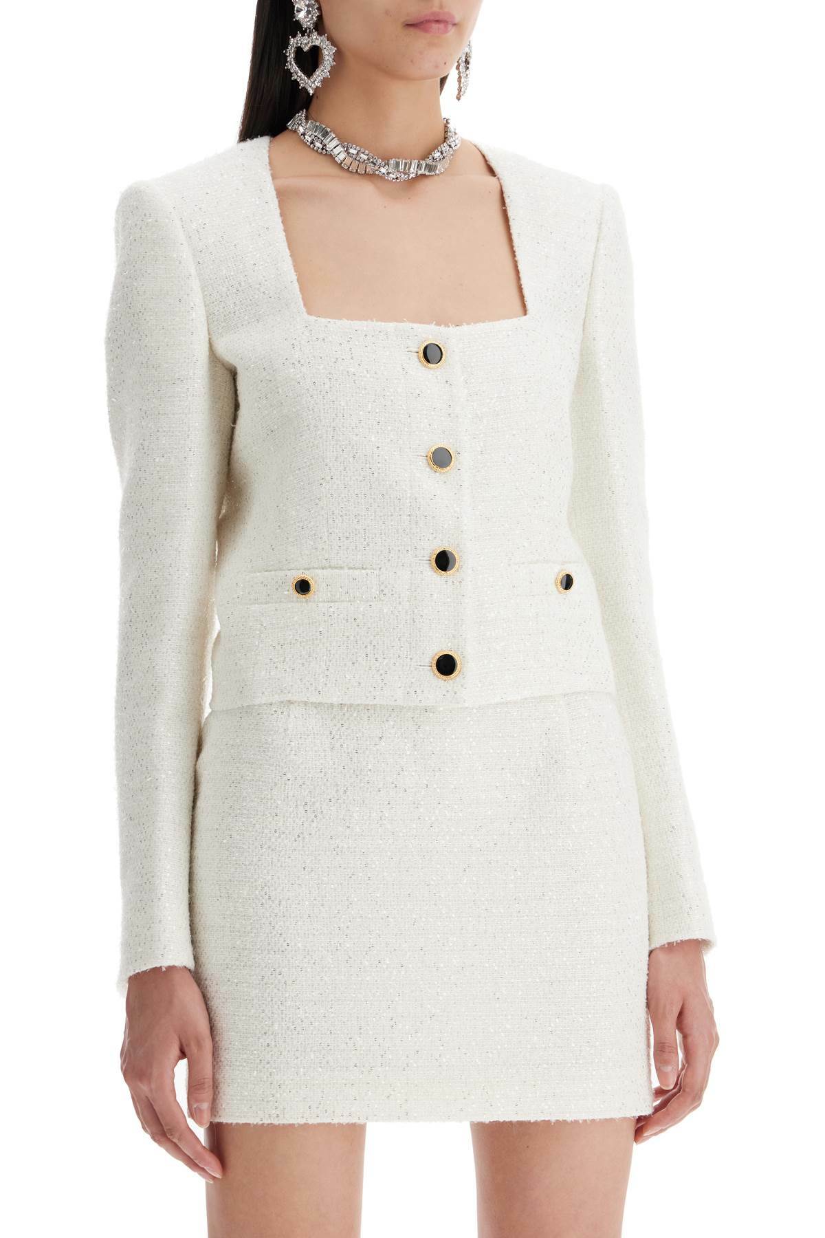 ALESSANDRA RICH tweed jacket with sequins embell White Alessandra Rich