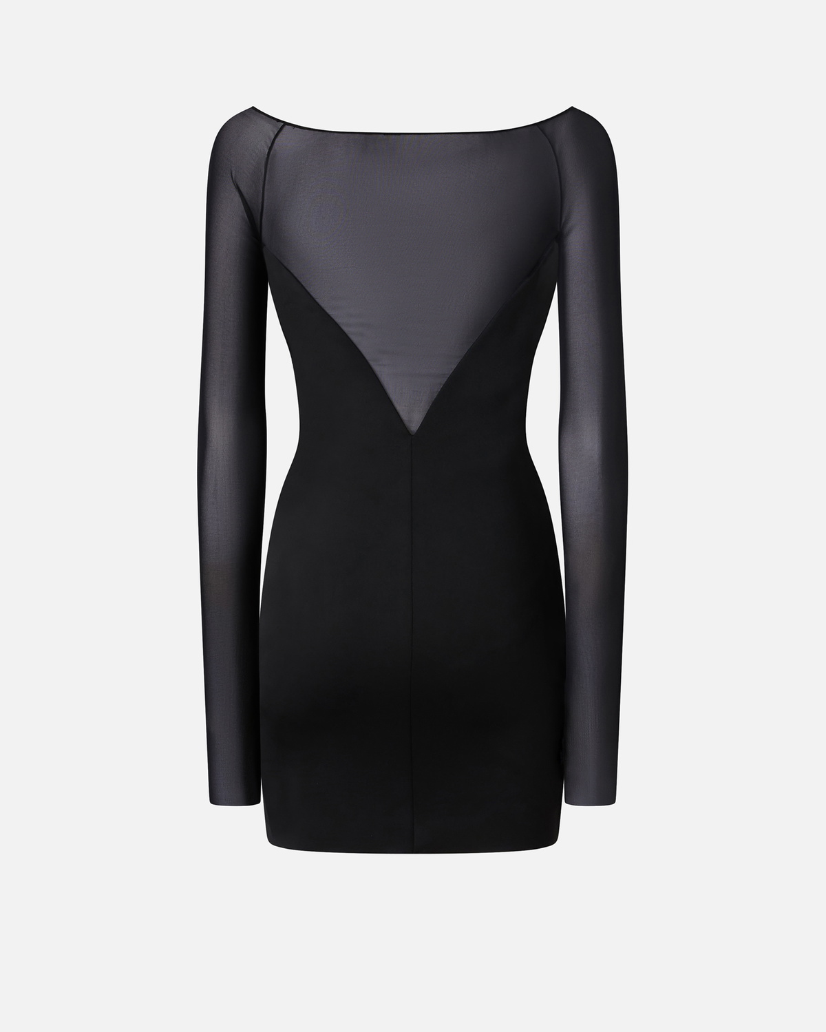 Pinko Plunging Neck Mini Dress In Tulle And Technical Fabric Limo Black ...